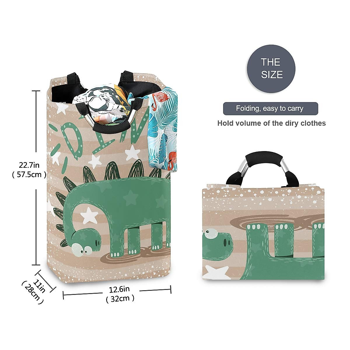 senya Cute Dinosaur Large Storage Basket Collapsible Organizer Bin Laundry Hamper for Nursery Clothes Toys