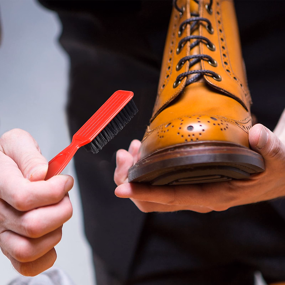Patelai 12 Pieces Clipper Cleaning Brushes, Barber Accessories Cleaning Supplies, Soft Bristles, Quality ABS Handle, Nylon Brush Tool(Black, Red)