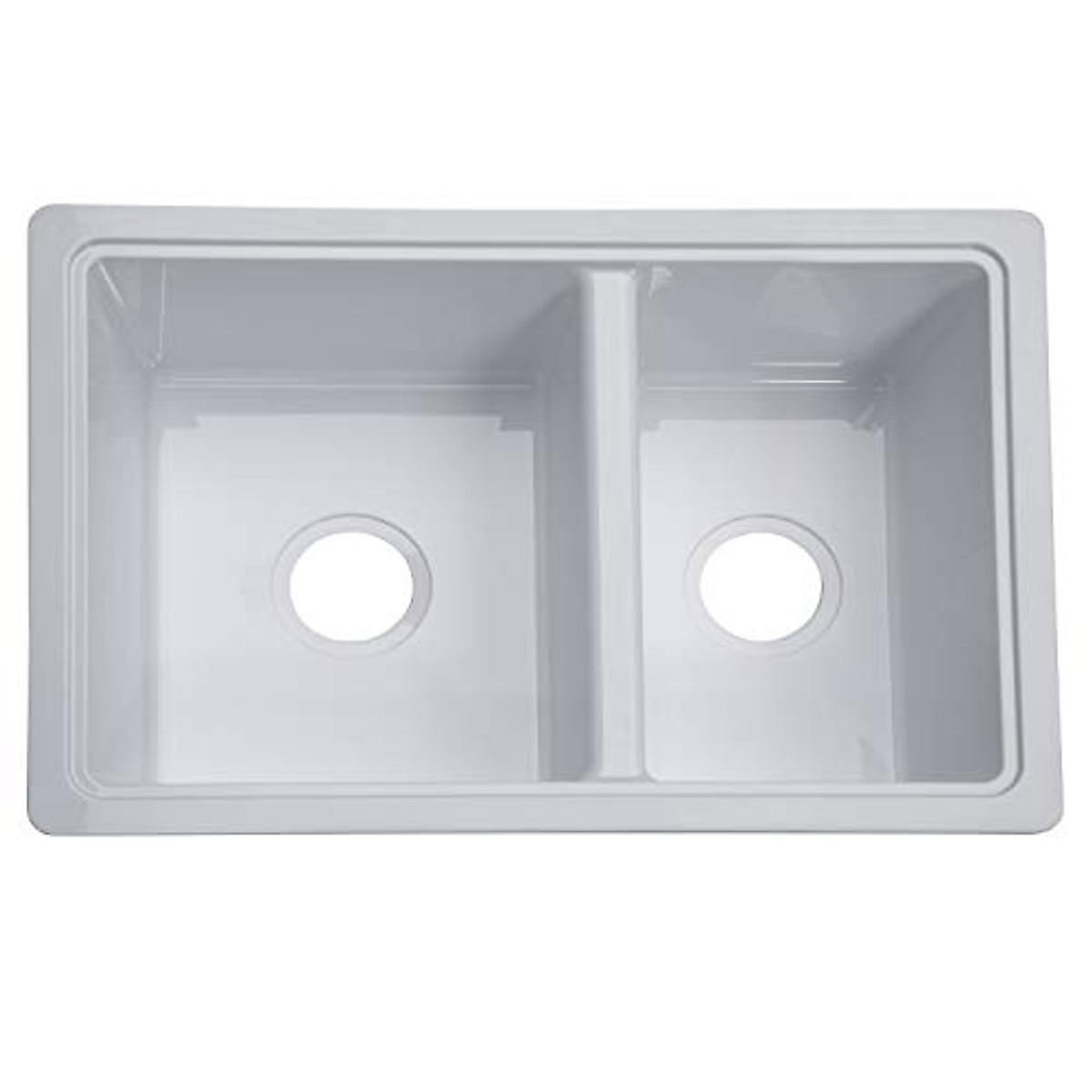 Lippert RV Double Kitchen Galley Sink - 25" x 17" x 6.6" - White — Durable, Space-Saving Sink for RVs and Manufactured Homes - Scratch-Resistant ABS Acrylic - Lightweight and Easy to Install — 809030