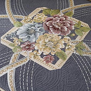 vctops Luxury Floral Jacquard Armrest Covers with Ruffled Non-Slip Super Soft Chenille Armchair Slipcovers for Dogs Cats Pet Loveseat Recliner Leather L Shaped (Grey,14"x28")