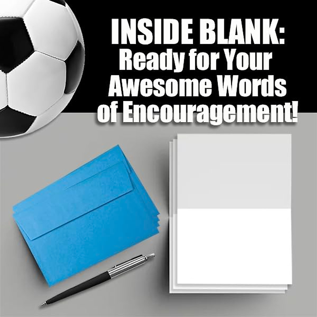 Play Strong Soccer You Rock Note Cards 12-Pack (4.25"x5.5") Illustrated Sports Powercards Thank You Note Card Set Perfect for Soccer Players, Coaches, Fans and Fanatics - They'll Love 'Em!