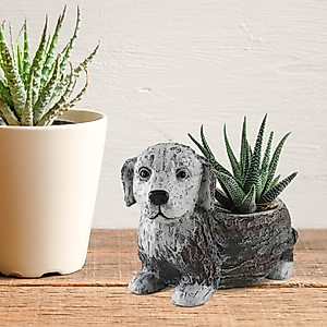 Dog Planter, Dog Shaped Outdoor/Indoor Planter For Succulents. 8.2 inch Planter Pot with Drainage Hole, Ideal for Dog Lovers and Housewarming Gift