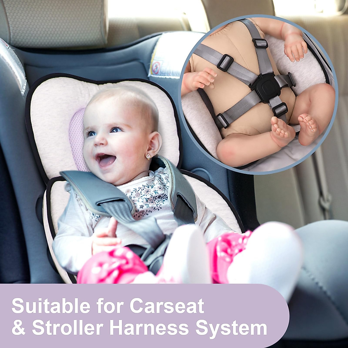 vocheer Toddler Stroller Cushion, Infant Car Seat Cushion Stroller Support Pillow for Newborn 0-12 Months