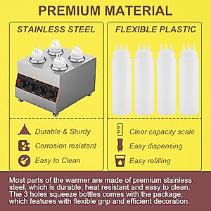 Professional Countertop Electric Sauce Warmer Dispenser with Pump 30-85℃ (4 grids) for Hotels, Restaurants,110V