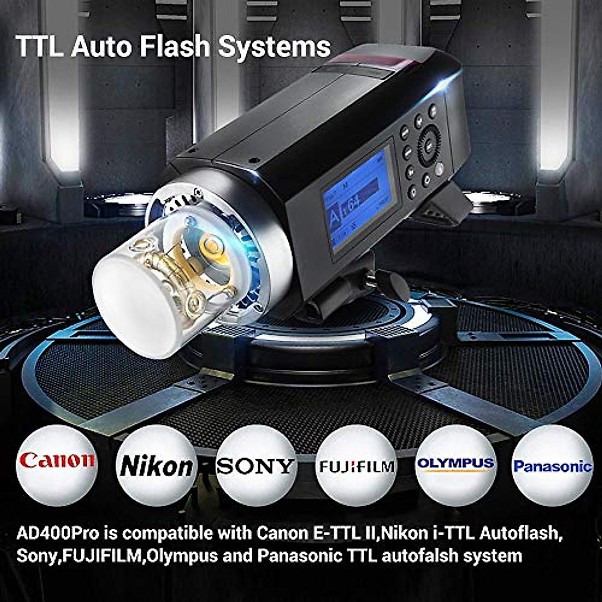 Godox AD400 Pro AD400Pro 400ws GN72 TTL Battery-Powered Monolight, 1/8000 HSS Outdoor Flash Strobe Light, Built-in Godox 2.4G System, 390 Full Power Pops, 0.01-1s Recycle Time, 30w LED Modeling Lamp