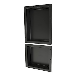 Redi Niche Double Niche Recessed Shower Shelf- Black, Two Inner Shelves, 16-Inch Width x 34-Inch Height x 4-Inch Depth