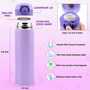 HULASO Valentines Day Gifts for Kids 7 Year Old Girls Decorate Your Own Water Bottles with Gem Stickers - DIY Gifts Arts and Crafts, BPA Free Stainless Steel Vacuum Insulated Mug (17 OZ)