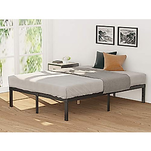 ZIORS 3500lbs Heavy Duty,14 Inch Steel & Wooden Slat Support Reinforced Platform Bed Frame,Mattress Foundation/No Box Spring Needed/Easy Assembly/Noise Free,Full/Queen/California King (King)