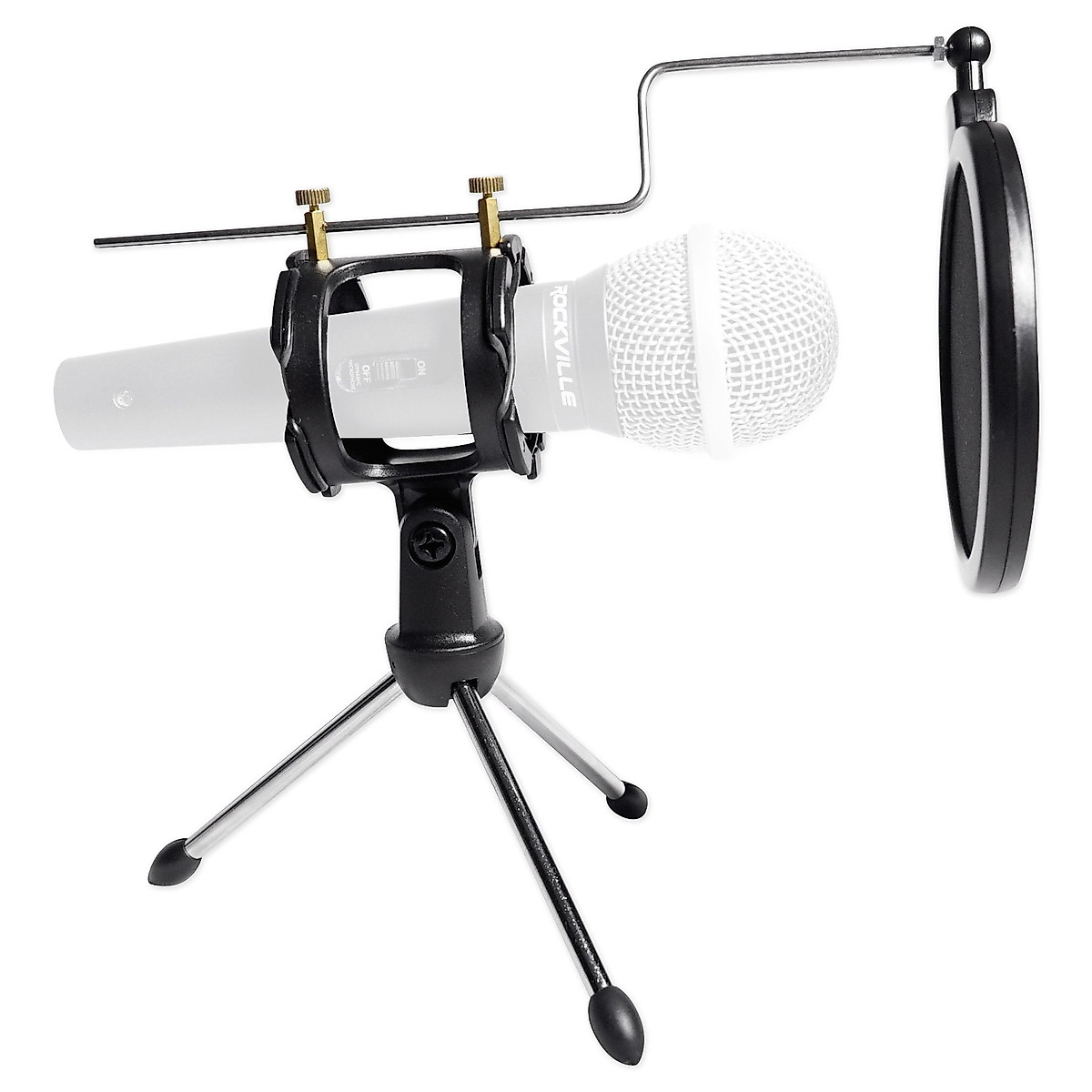 Rockville RTMS21 Desktop Tripod Microphone Stand with Pop Filter + Shock Mount