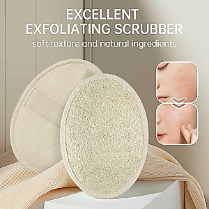 Bolosanto Natural Loofah Sponge, Organic Loofah, Exfoliating Loofah Pad, Natural Body Scrubber, for Shower, Bath, Dead Skin Removal (4 Pack)