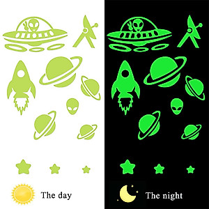 Glow in The Dark Stars, Glowing Stars for Ceiling, Space Galaxy Planets Space Ship Wall Stickers for Kids, Super Bright Stickers for Girls Boys Bedroom or Party Gift (280 pcs)