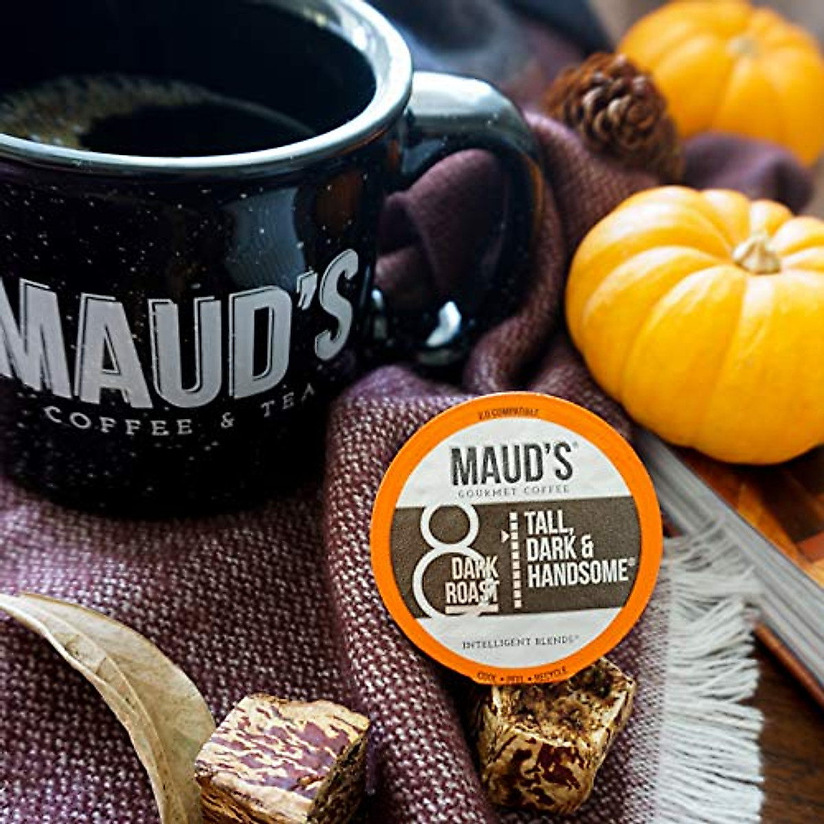 Maud's Dark Roast Decaf Coffee (Decaf Tall Dark and Handsome) 100ct. Solar Energy Produced Recyclable Single Serve Decaf Dark Roast Coffee Pods, 100% Arabica Coffee California Roasted, KCup Compatible