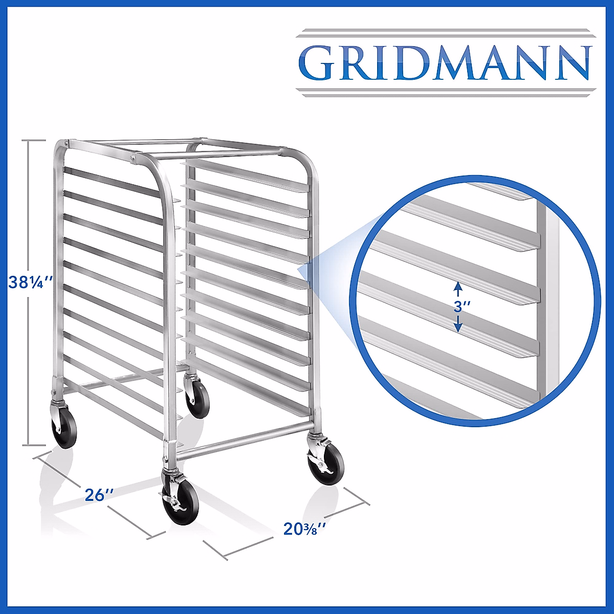 GRIDMANN Commercial Bun Pan Bakery Rack - 10 Sheet