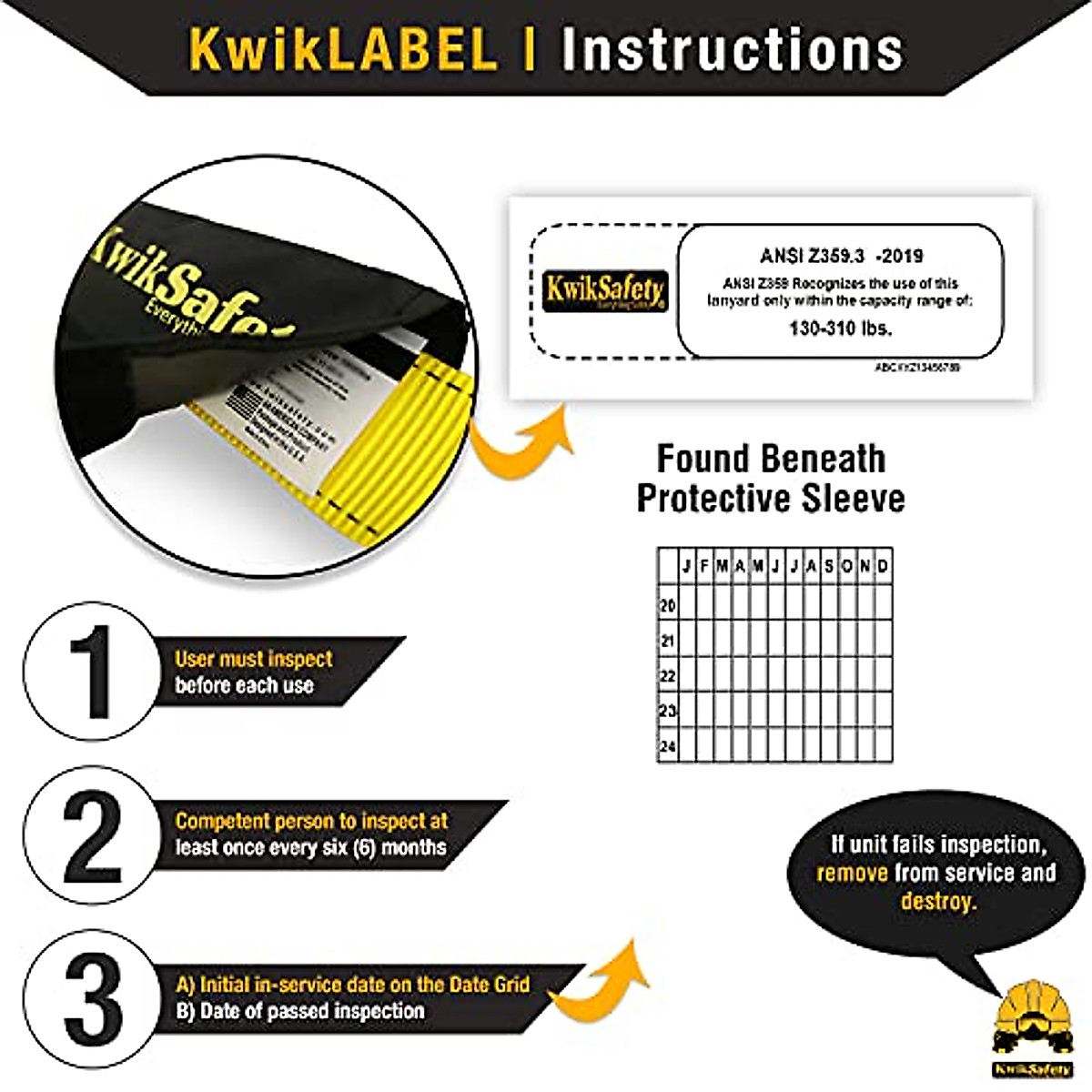 KwikSafety - Charlotte, NC - COPPERHEAD Safety Lanyard [ADJUSTABLE 4' to 6'] Single Leg No Shock Absorber ANSI OSHA Positioning
