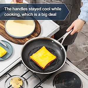 DELUXE Hybrid Nonstick Fry Pan Set 5-Piece, 8, 10 and 12-Inch Frying Pan Cookware Set with Glass Lids, Skillet with Stay-Cool Handles, Dishwasher&Oven Safe, PFOA Free Compatible with All Cooktops