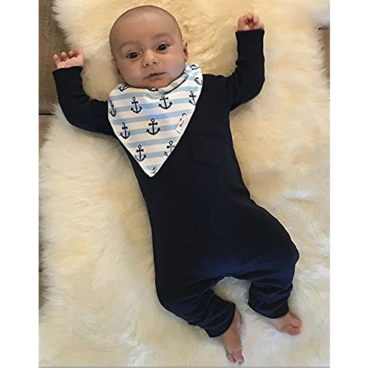 Jolly Jon Nautical Baby Bandana Drool Bibs - 4 Pack Baby Bib Gift Set - Nautical Drooling and Teething Babies – Thick Soft Absorbent Sea Bibs - Cotton Bibs for Boys and Girls