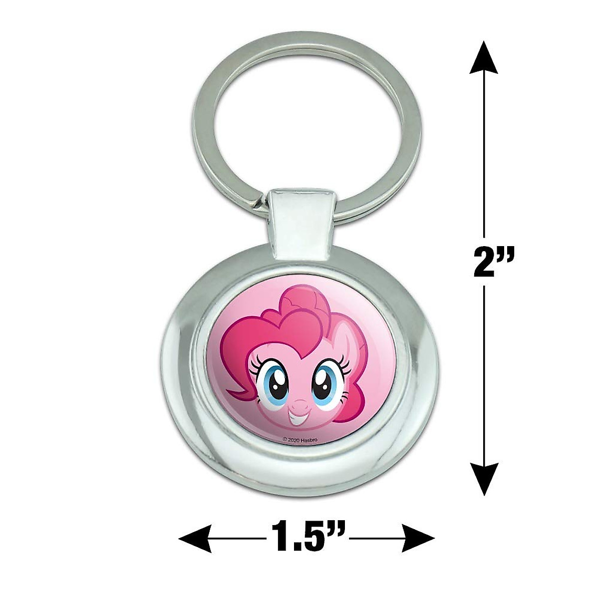 GRAPHICS & MORE My Little Pony Pinkie Pie Face Keychain Classy Round Chrome Plated Metal