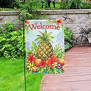 LAYOER Garden Flag 12.5 x 18 Inch Home House Double Sided Pineapple Flowers Welcome