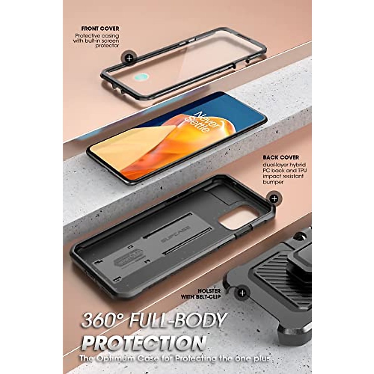 SUPCASE Unicorn Beetle Pro Series Case Designed for OnePlus 9 5G (NA Version Model:LE2115), Full-Body Rugged Holster Case with Built-in Screen Protector (Black)