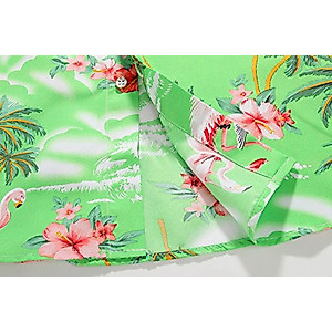 SSLR Mens Hawaiian Shirt Flamingos Casual Short Sleeve Button Down Shirts Aloha Shirt (X-Large, Light Green)