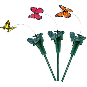 3 PCS Fluttering Solar Butterfly - Solar Garden Decor Flying Butterflies, Butterfly Ornaments - Solar Yard Decor, Solar Powered Garden Ornaments Decorative Butterflies for Gardens and Walkways
