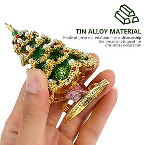 VOSAREA Christmas Tree Ring Holder Christmas Tree Figurine 1pc Christmas Tree Jewelry Box Miss Crafts Accessories Tin Alloy Tabletop Christmas Tree Christmas Tree Table Decor