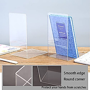 8 Pcs Book Ends Clear Bookends Acrylic Bookends for Shelves, Heavy Duty Bookends Plastic Bookends for Home Office Library Decorative,7 x 4.8 x 4.8 INES