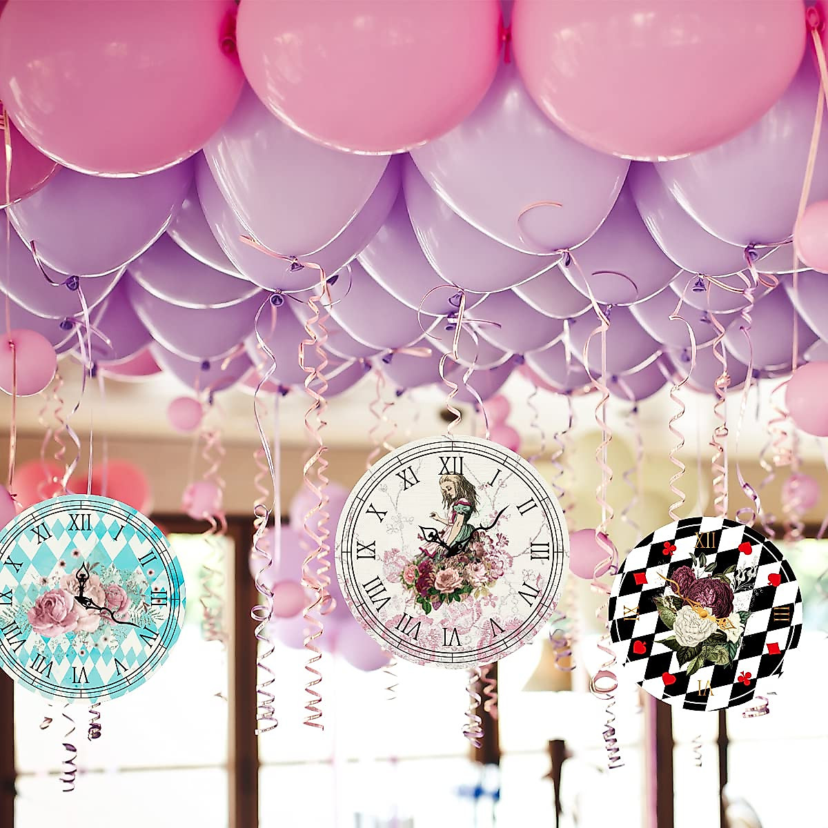 Alice and Wonderland Party Supplies 8 Pcs Cardboard Clocks for Mad Hatter Tea Party Decoration Diameter 8 inch Baby Shower Birthday Party Favors Not Real Clock