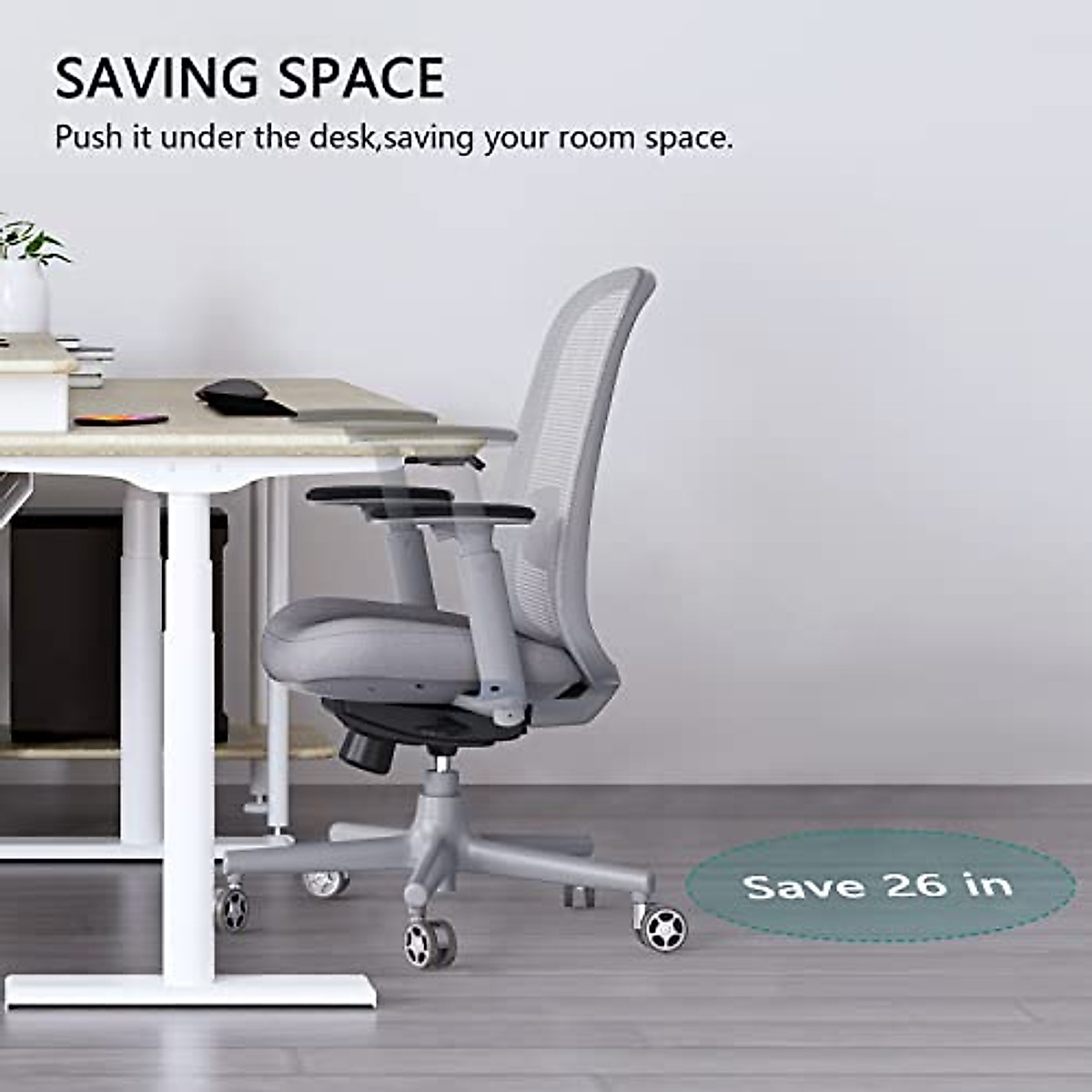 Odinlake Ergonomic Office Chair Mesh - 3D Adjustable Armrest Home Office Desk Chairs with Lumbar Support - Computer Swivel Task Chair Mid Back Office Chairs with PU Wheels(Model: Ergo Core 625)