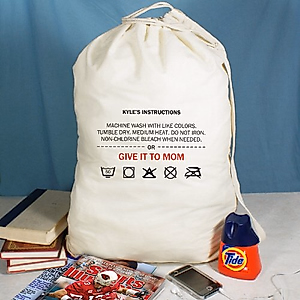 Personalized Give It to Mom Laundry Bag, 19" x 27", Cotton, Drawstring Closure, Shoulder Strap