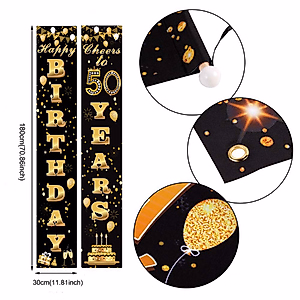 50th Birthday Door Banner,Happy 50th Birthday Banner,50th Birthday Anniversary Party Decorations Supplies Cheers to 50 Years Welcome Porch Sign for Indoor Outdoor