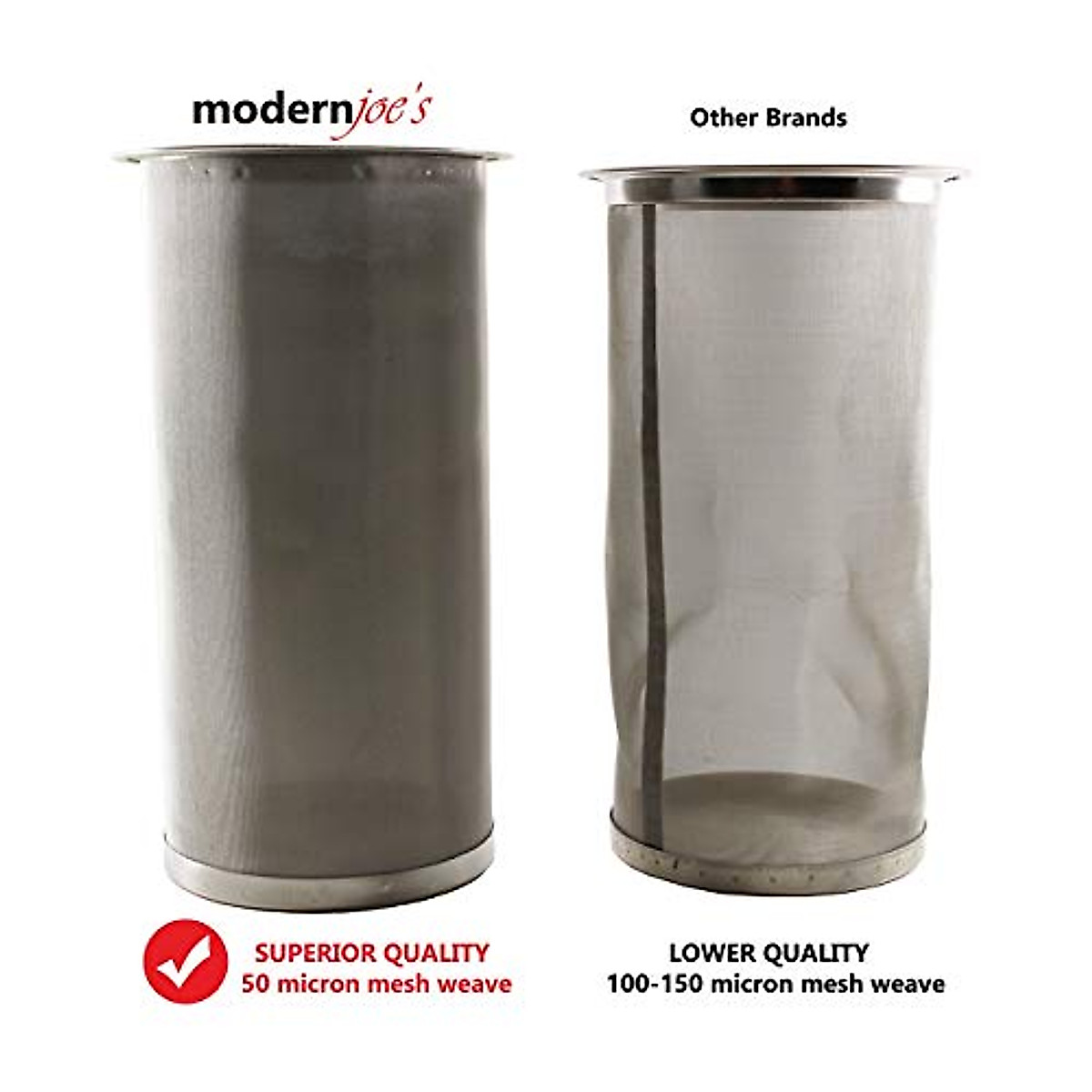 MODERNJOE'S Premium Infuser Cold Coffee Maker for 2QT Wide Mouth Mason Jars by Modern Joe's. Perfect for Ice Coffee and Tea. Heavy Duty Gauge 100 Micron Mesh 304 Stainless Steel