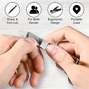 Nail Clippers Set Travel Nail Clippers Set of 4 Stainless Steel Nail Clippers Slant Edge Nail Cutter Ear Spoon Glass Nail File Manicure Kit Holiday Gift for Women Men