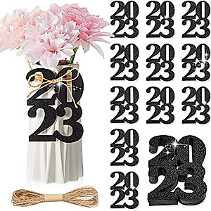 40 Pcs Glitter 2023 Cutouts Tags Decorations 2023 Graduation Cutouts 2023 Graduation Centerpiece Class of 2023 Party Decorations for Table Decor Graduation Congrats Grad Party Supplies (Black)