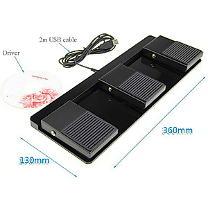 HFSECURITY Triple Foot Switch Pedal USB Gaming Keyboard Wired Non Slip Metal Momentary Electric Power Foot Switch