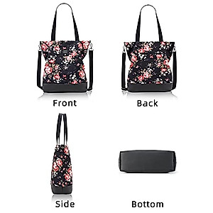 KALIDI Women Fashion Tote Handbags Canvas Cross Body Shoulder Bags Rose Flower Casual Travel Hobo Bag Tote