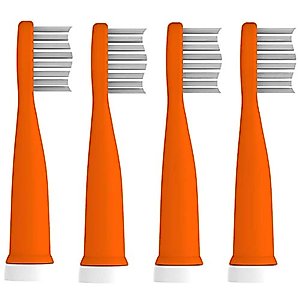 CHAIN PEAK Kids Sonic Toothbrush Replacement Brush Heads for 8650/8660(Orange 4 Pieces)