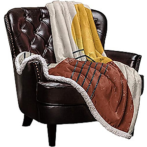 Possta Decor Mid Century Sherpa Blanket Flannel Retro Bed Throw Abstract Geometry Microfiber Thick Shaggy Throw Fluffy Fuzzy Boho Sun Warm Blanket for Sofa Bed Couch Travel Camping 40x50In
