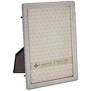 Lawrence Frames Metal Picture Frame with Delicate Outer Border of Beads, 5 by 7-Inch, Silver