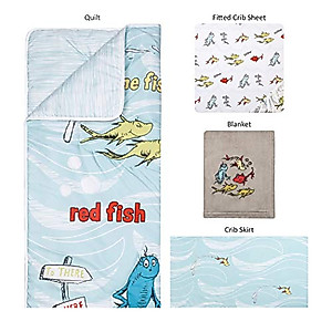 Trend Lab Dr. Seuss One Fish Two Fish 4Piece Crib Bedding Set Nursery Baby Bedding