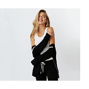 Monrow Women's Super Soft Zip Up Hoody, Black, M