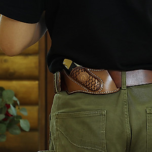 Tourbon Leather Pocket Knife Sheath for Left-Handed Draw Out Folding Knives Holder Carrier EDC Tools Holster for Belt