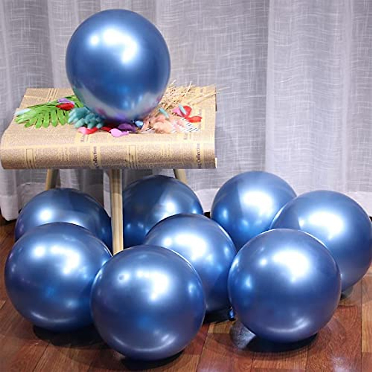 Blue Balloon Garland Arch Kit, 109 Pcs Macaron Blue Confetti & Metallic White Silver Balloons for Baby Shower Boy's Birthday Party Wedding Graduation Decoration Supplies