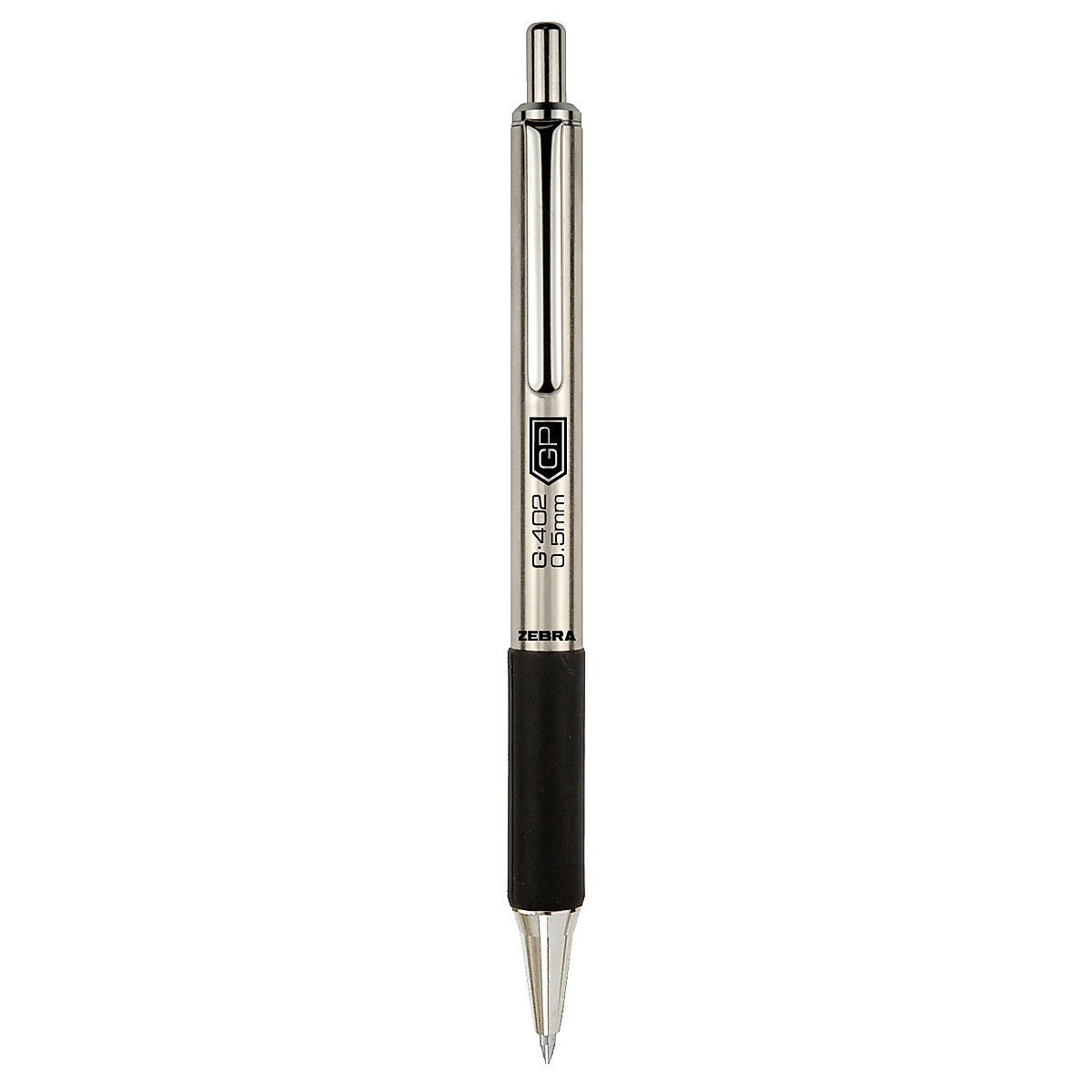 Zebra Pen G-402 Retractable Gel Pen, Stainless Steel Barrel, Fine Point, 0.5mm, Black Ink, 2-Pack