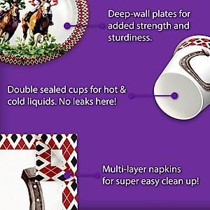 Derby Day Birthday Party Supplies - Kentucky Horse Racing Plates - Horse Bridal Shower - Tableware Set Includes Plates Napkins Cups - Kit for 16