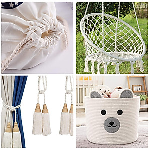 Hdviai Macrame Cord - Natural Unbleached Macrame Rope - 4 Strand Twisted Cotton Rope for Wall Hanging，DIY Craft Making，Plant Hangers，Knotting Decorative Projects (8mm x 20 Yards, White)