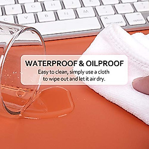 Orange/Green Dual-Sided PU Leather Desk Pad, 2023 Upgraded Sewing Laptop Mat, Waterproof Large Mouse Pad, Non-Slip Writing/Painting Mat Desk Blotter Protector for Office/Home 31.5"x15.8" (80x40cm)