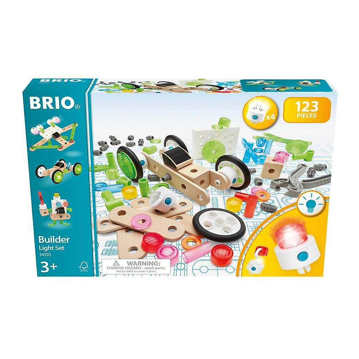 BRIO 34593 Builder Light Set | Wooden Toy Train Set for Kids Age 3 and Up