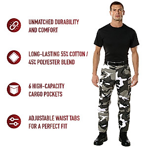 Rothco Color Camo Tactical BDU Pants - Rugged Outdoor Hiking Cargos Uniform Pant (US, Alpha, Large, Regular, Long, City Camo)