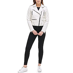 Levi's Women's Faux Leather Contemporary Asymmetrical Motorcycle Jacket, Oyster, X-Small